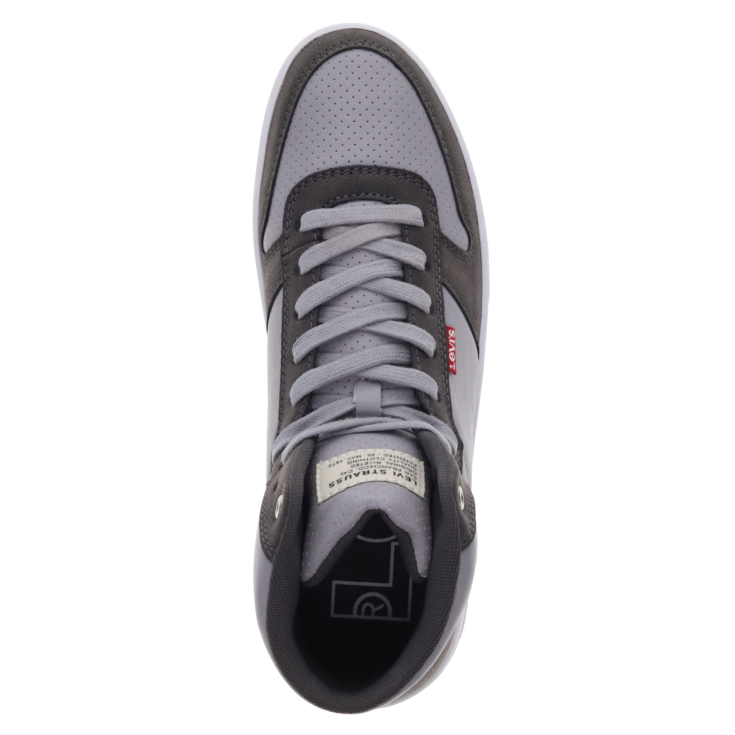 Levi's Mens Drive Hi Synthetic Leather Casual Hightop Sneaker Shoe, Grey/Charcoal, 12 M