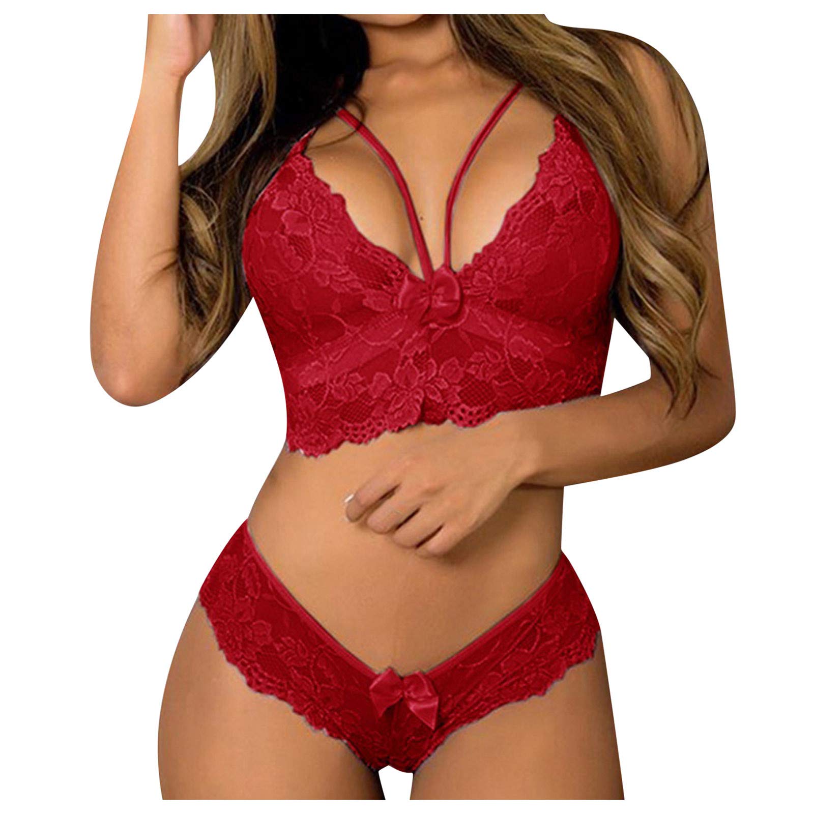 DASAYO Women Sexy Lingerie Lace Babydoll Peach Buttocks Lace Chemise High Waist Underwear Boudoir Outfits Silky Comfy Panties