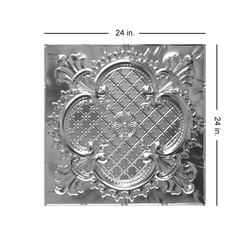 Lancelot 2 ft. x 2 ft. Tin Plated Steel Wall and Ceiling Patterns Drop in Steel (Unfinished) 12 Pack