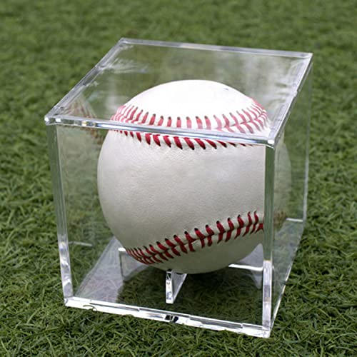 Baseball Display Case Acrylic Cube - UV Protected Acrylic Baseball Holder, Display Case for Autographed Baseball, Tennis Ball, Golf Ball, Billiard Ball, Memorabilia Display Cases (1 Pack)