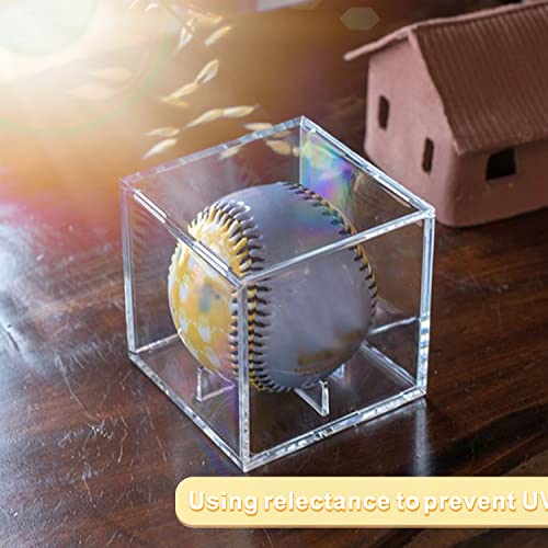 Baseball Display Case Acrylic Cube - UV Protected Acrylic Baseball Holder, Display Case for Autographed Baseball, Tennis Ball, Golf Ball, Billiard Ball, Memorabilia Display Cases (1 Pack)
