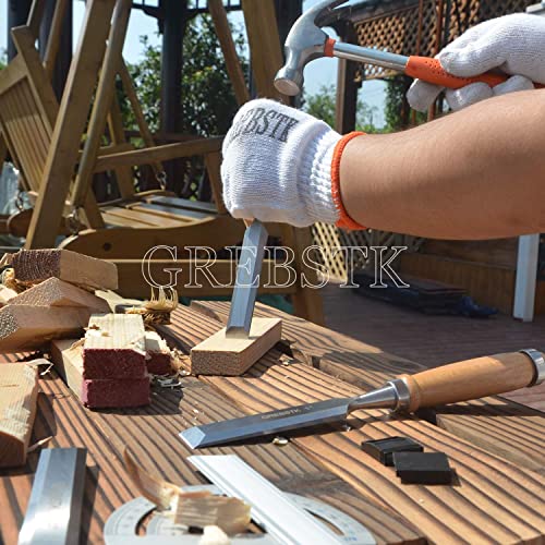 GREBSTK 4PCS Professional Wood Chisel Tool Sets Sturdy Chrome Vanadium Steel Chisel, 1/4 inch,1/2 inch,3/4 inch,1 inch (Oxford Bag)
