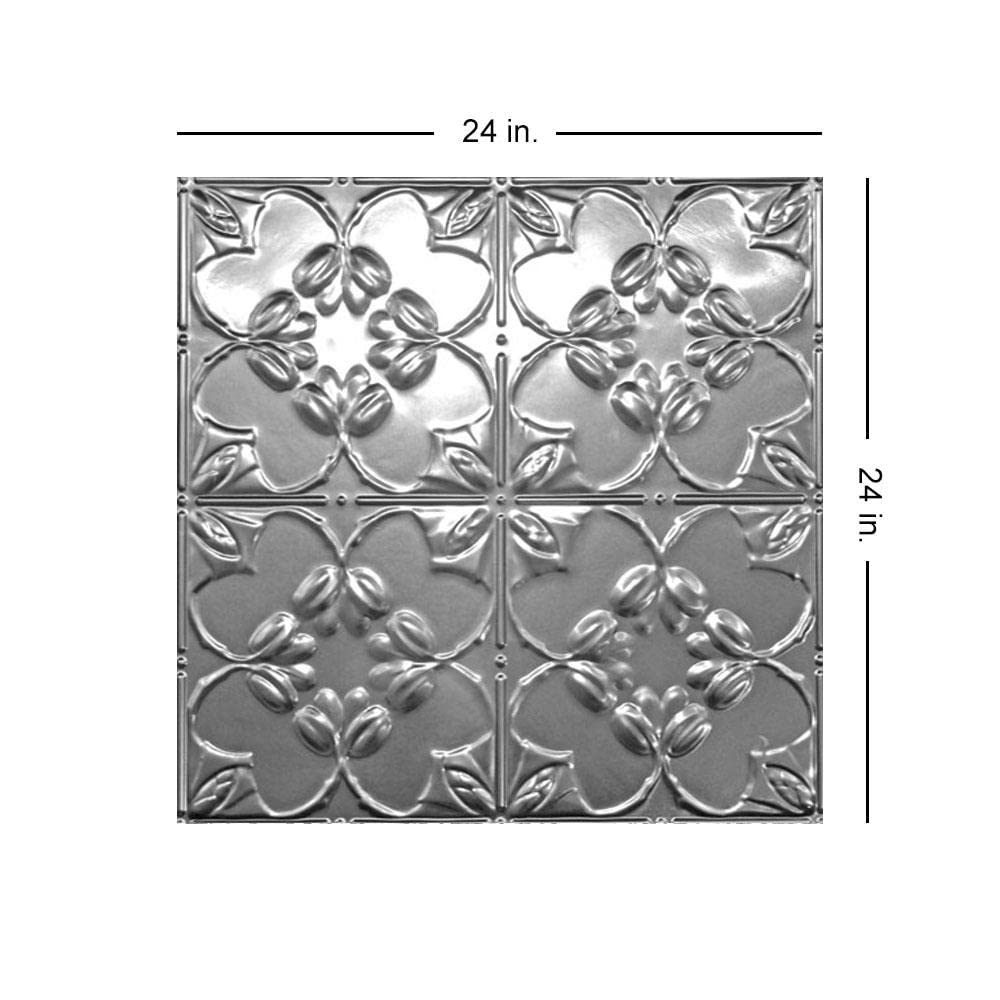 Lilac 2 ft. x 2 ft. Tin Plated Steel Wall and Ceiling Patterns Nail Up Steel (Unfinished) 12 Pack