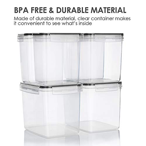 Vtopmart Airtight Food Storage Containers 6 Pieces - Plastic BPA Free Kitchen Pantry Storage Containers for Sugar,Flour and Baking Supplies - Dishwasher Safe - Include 24 Labels, Black