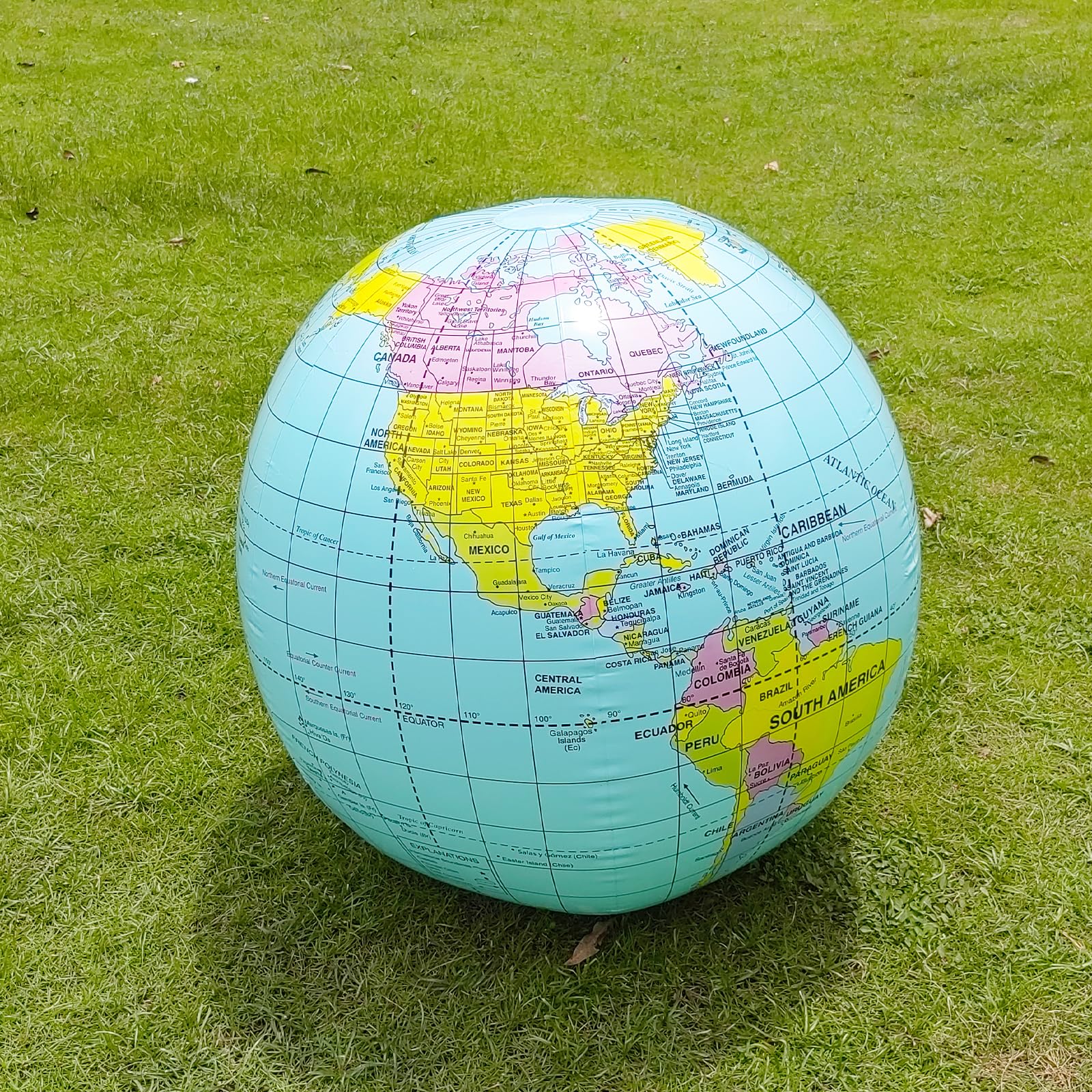 Keesoon-36 Inch Giant Geographic Globe, Inflatable Globe, PVC Educational Game World Map Globe, Diameter 90cm