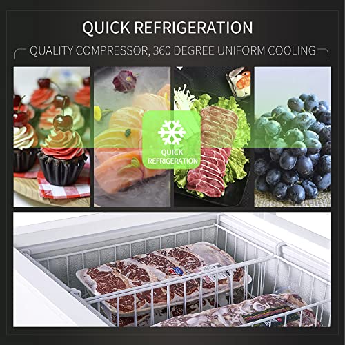 KITMA Chest Freezer - 15.9 Cu.Ft Reach-In Freezer Chest - Solid Door Deep Freezer with 2 Storage Baskets and Adjustable Thermostat, White