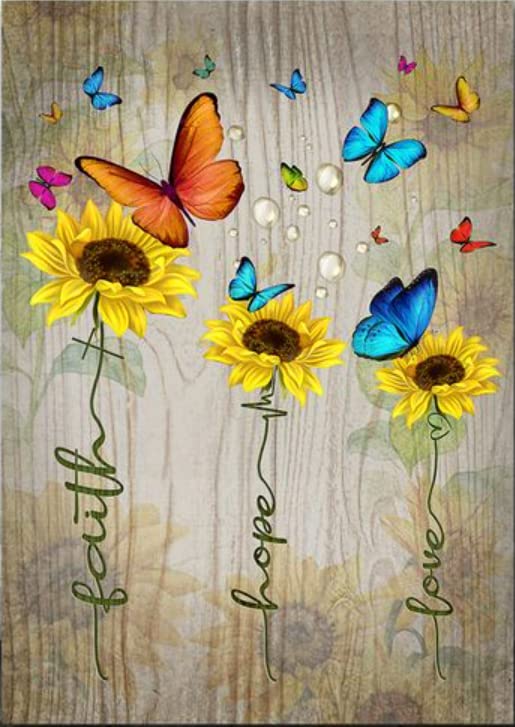 Psinzmk5D Diamond Painting Kits for Adults Sunflowers - DIY Butterfly Diamond Art Paint with Diamonds Round Full Drill Diamond Dots Painting for Adults Beginners Inspirational Gem Art Pictures Art