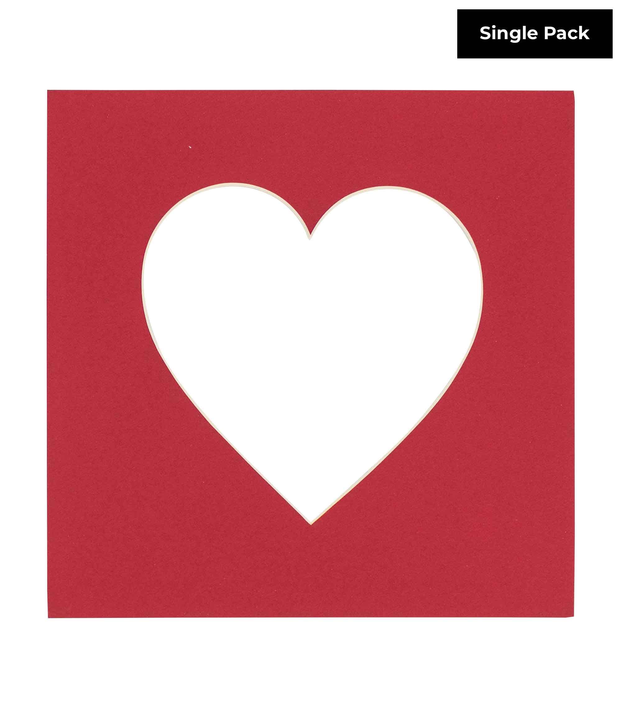 CountryArtHouse Deep Red Acid Free 15x15 Heart Picture Frame Mat with White Core Bevel Cut for 11x11 Pictures - Fits 15x15 Frame - Pack of 1 Matboard