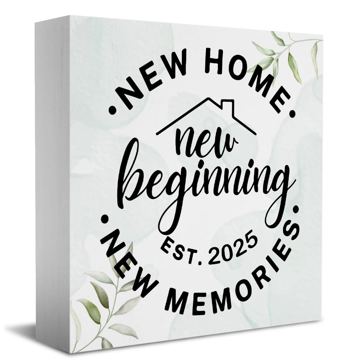 HTBIG House warming Gifts New home, Best Housewarming gifts 2025, Home sweet Home sign, Funny New Home New Memories Ideas Wooden Box Sign Home Living Room Shelf Desk Decoration Gifts 5x5 IN White