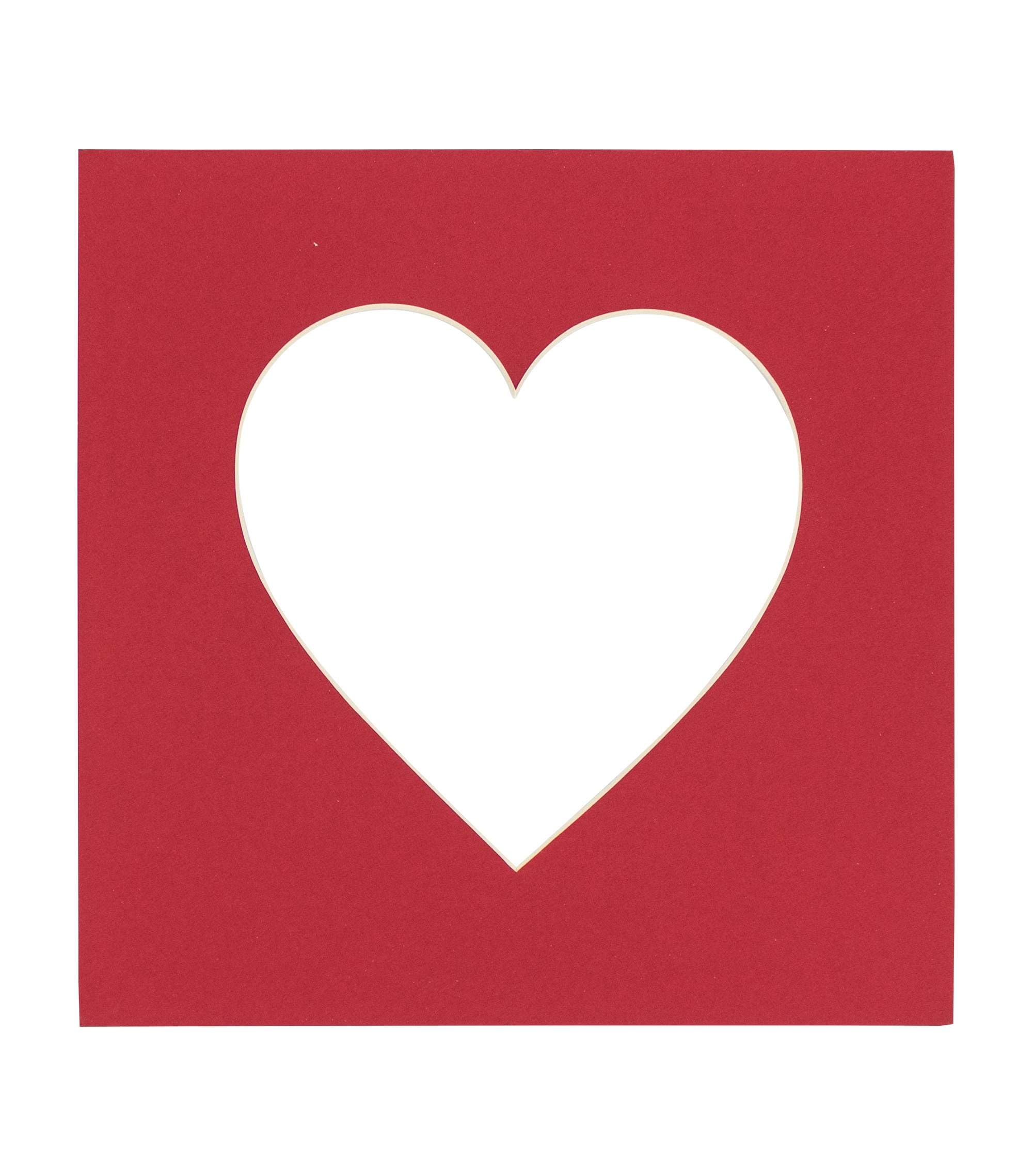 CountryArtHouse Deep Red Acid Free 15x15 Heart Picture Frame Mat with White Core Bevel Cut for 11x11 Pictures - Fits 15x15 Frame - Pack of 1 Matboard