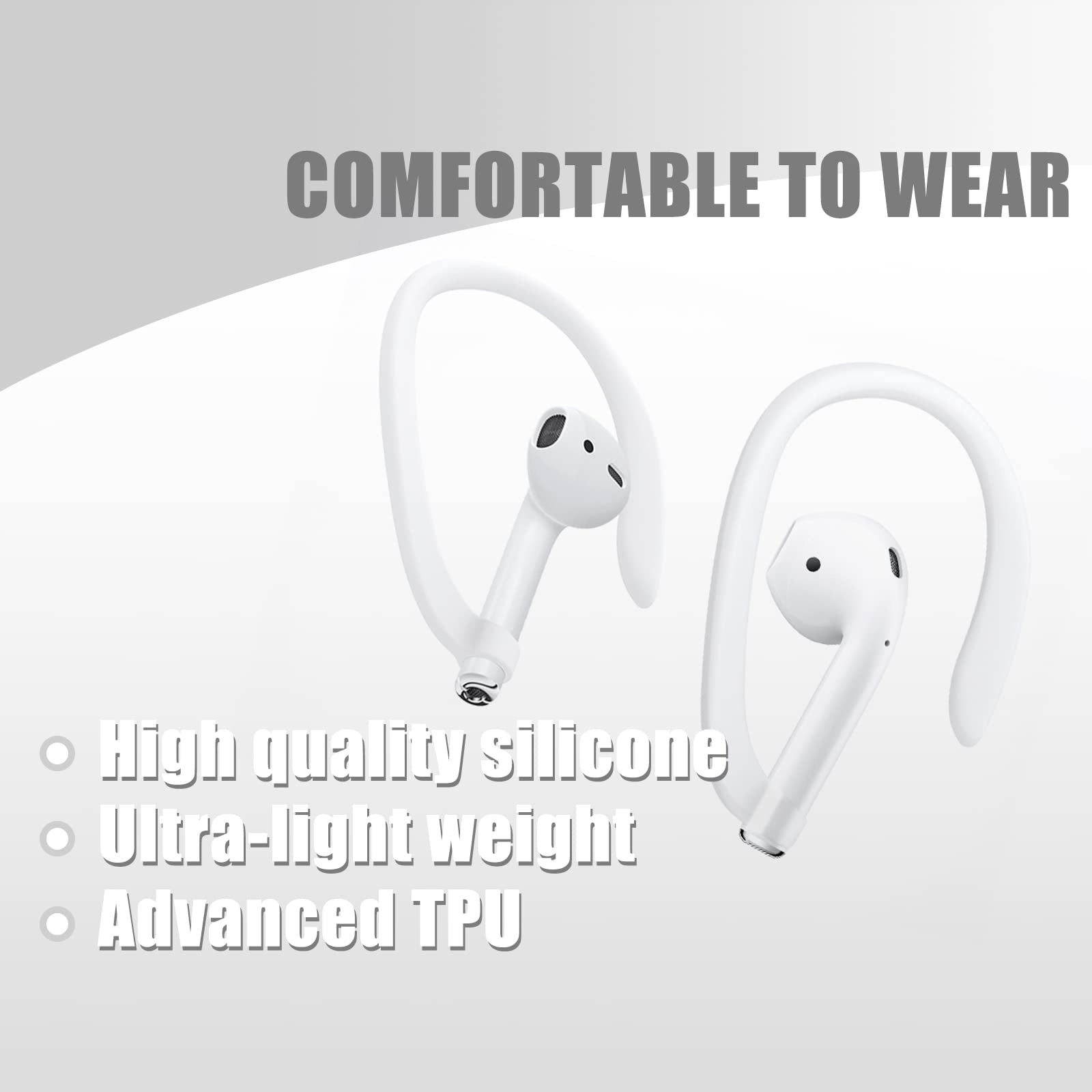 Replacement Airpod Ear Hooks Designed for Apple AirPods 1, 2, 3, Pro and Pro 2 Earbuds Accessories, Anti-Slip, Ergonomic Design, Comfortable Fit for Running, Jogging, Cycling, Gym