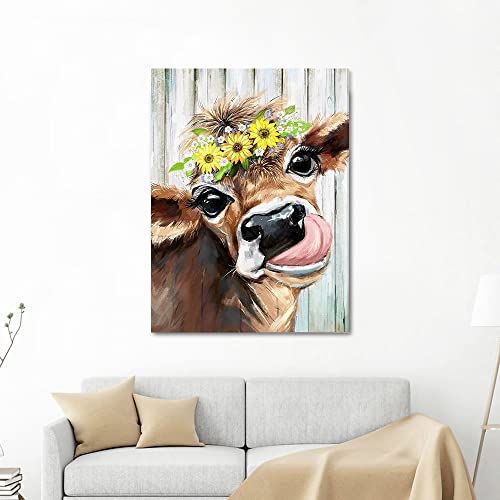 CEUHROG Cow Diamond Painting Kits for Adults - 5D Diamond Art Kits for Adults Kids Beginner, DIY Full Drill Diamond Dots Paintings with Diamonds Gem Art Crafts for Adults Home Wall Decor 12x16inch
