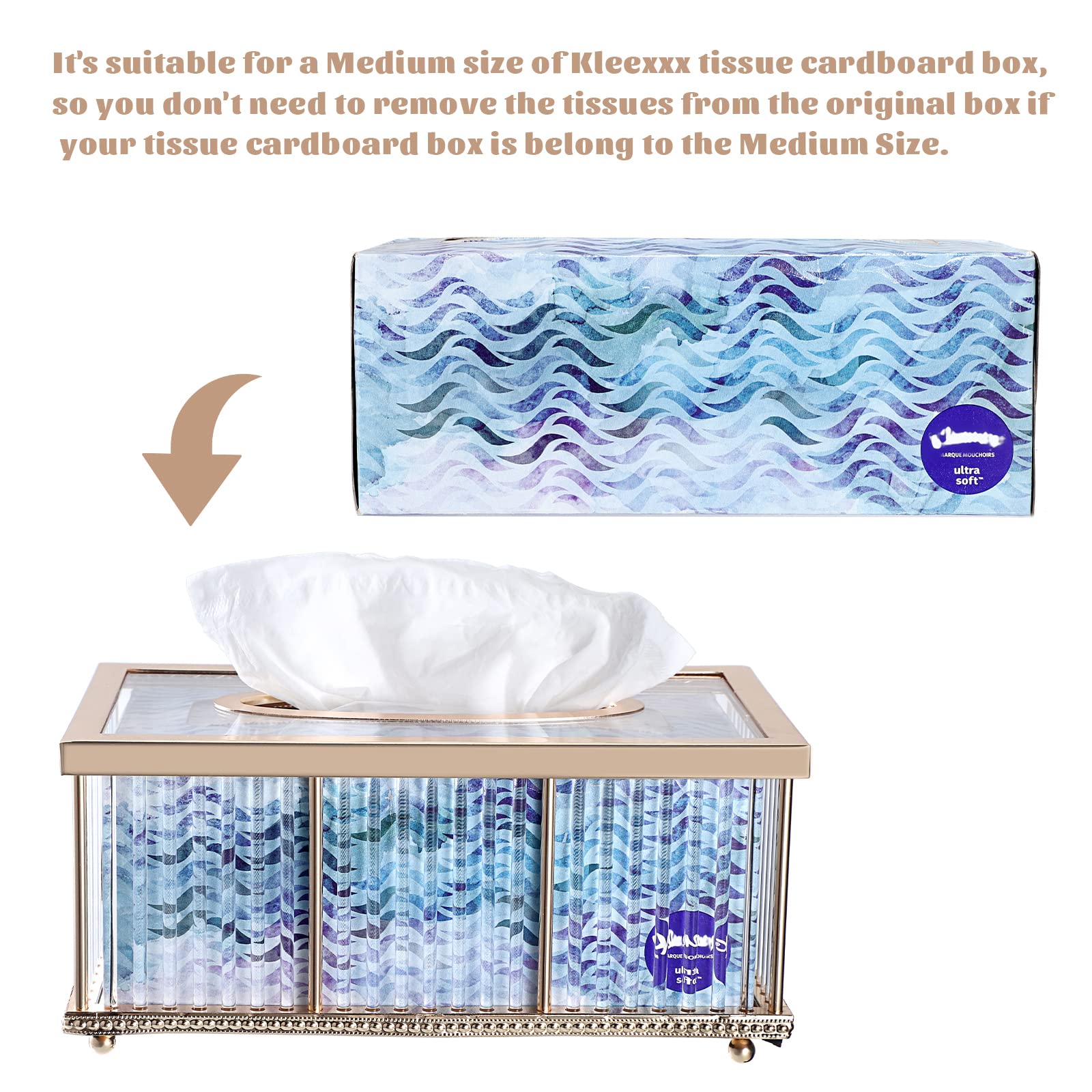 Sumnacon Rectangular Acrylic Tissue Box Cover - Stylish Facial Tissue Box Holder, Decorative Tissue Box for Bathroom Vanity Dresser Night Stand Table Countertop Desk Office Bar