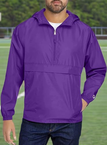 Champion Mens Packable Anorak 1/4 Zip Jacket, 2XL, Concrete Camo