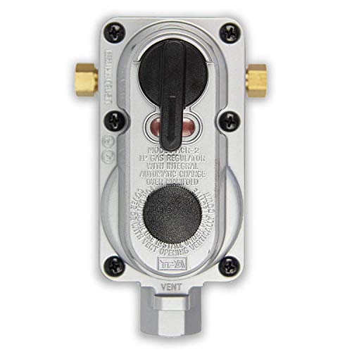 Flame King Auto Changeover LP Propane Gas Regulator + Dual RV Propane Tank Cylinder Rack for RVs and Trailers