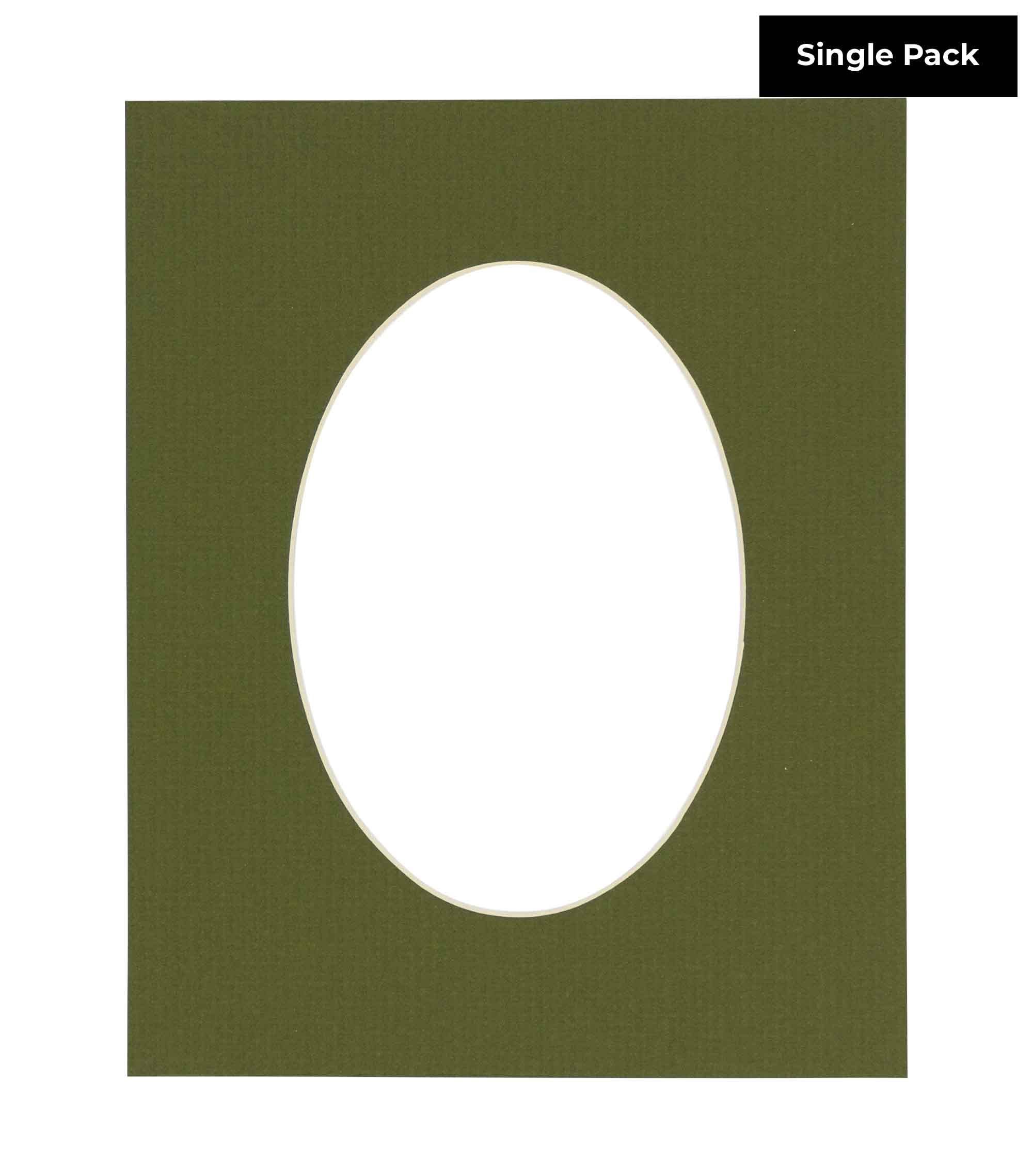 CountryArtHouse Dill Green Acid Free 8.5x11 Oval Picture Frame Mat with White Core Bevel Cut for 5x6 Pictures - Fits 8.5x11 Frame - Pack of 1 Matboard