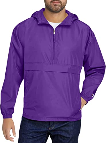 Champion Mens Packable Anorak 1/4 Zip Jacket, 2XL, Concrete Camo