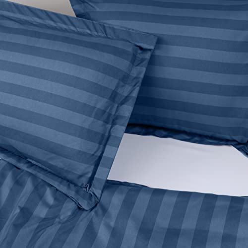 Utopia Bedding Duvet Cover Queen Size - 1 Duvet Cover with 2 Pillow Shams - 3 Pieces Comforter Cover with Zipper Closure - Ultra Soft Brushed Microfiber, 90 X 90 Inches (Queen, Stripe Navy)