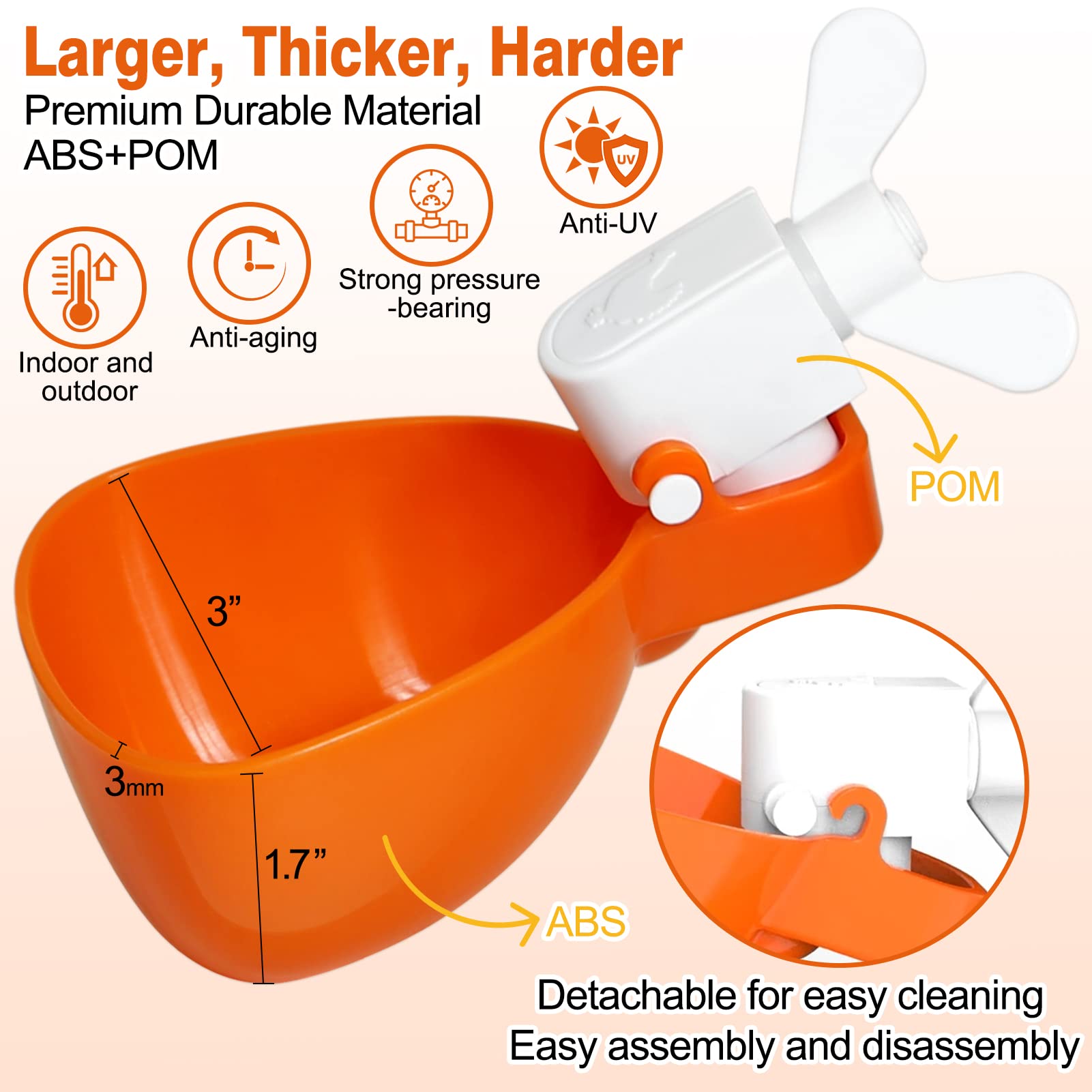8 Pack Chicken Waterer, Large Chicken Water Cups, Automatic Filling Chicken Water Feeder for Duck Quail Turkey Rabbit Bunny Geese Chicks Birds, DIY Poultry Feeder Drinking Bowl Kit for Clean Watering
