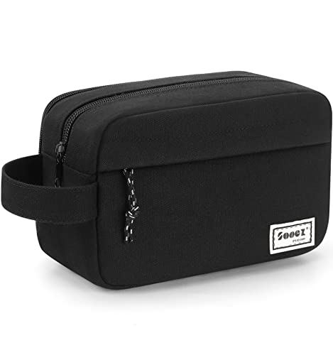 Sooez Big Capacity Pencil Pen Case, [Material Upgraded] Canvas Pencil Pouch Large Pencil Bag Organizer, Separate Compartments Easy Grip Handle, Aesthetic Supply for School Teens Adults, Black