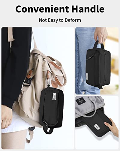 Sooez Big Capacity Pencil Pen Case, [Material Upgraded] Canvas Pencil Pouch Large Pencil Bag Organizer, Separate Compartments Easy Grip Handle, Aesthetic Supply for School Teens Adults, Black