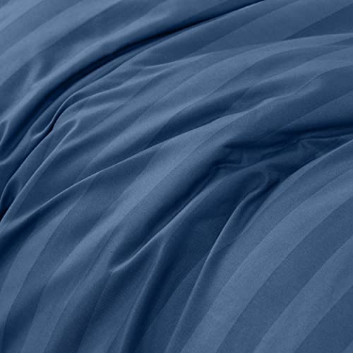 Utopia Bedding Duvet Cover Queen Size - 1 Duvet Cover with 2 Pillow Shams - 3 Pieces Comforter Cover with Zipper Closure - Ultra Soft Brushed Microfiber, 90 X 90 Inches (Queen, Stripe Navy)