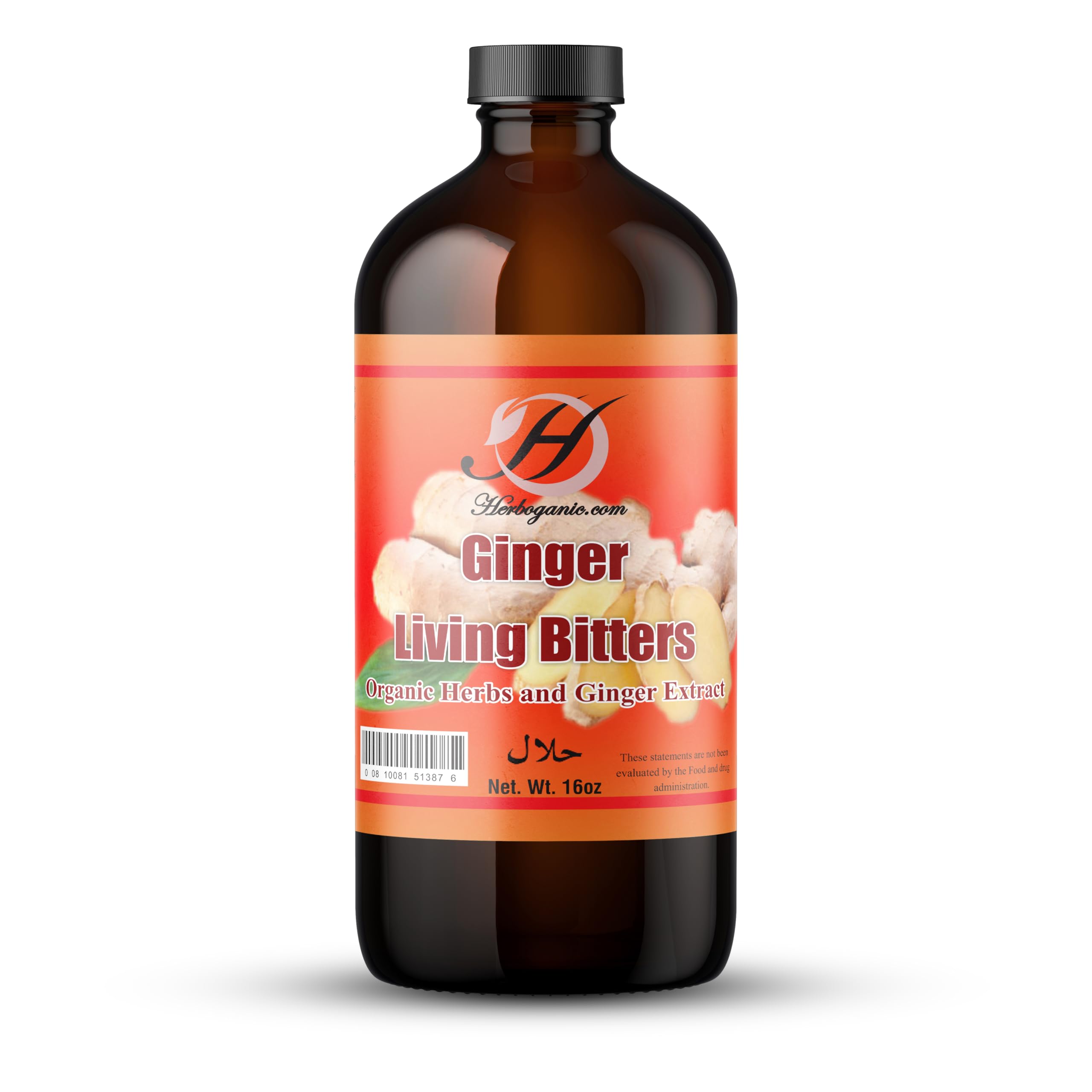 Herboganic Ginger Living Bitters | All Natural Living Bitters | 16 oz