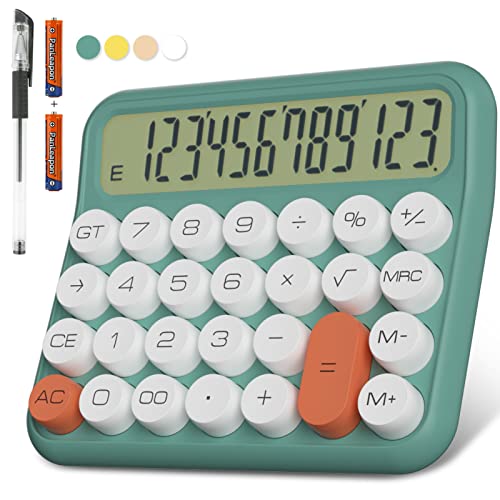 Mechanical Calculator 12 Digit Extra Large 5-Inch LCD Display, DECKLIT Battery Desk Calculator, Big Buttons Easy to Press Use as Office Calculators Desktop, 15°Tilt Screen for Kids Calculator(Green)