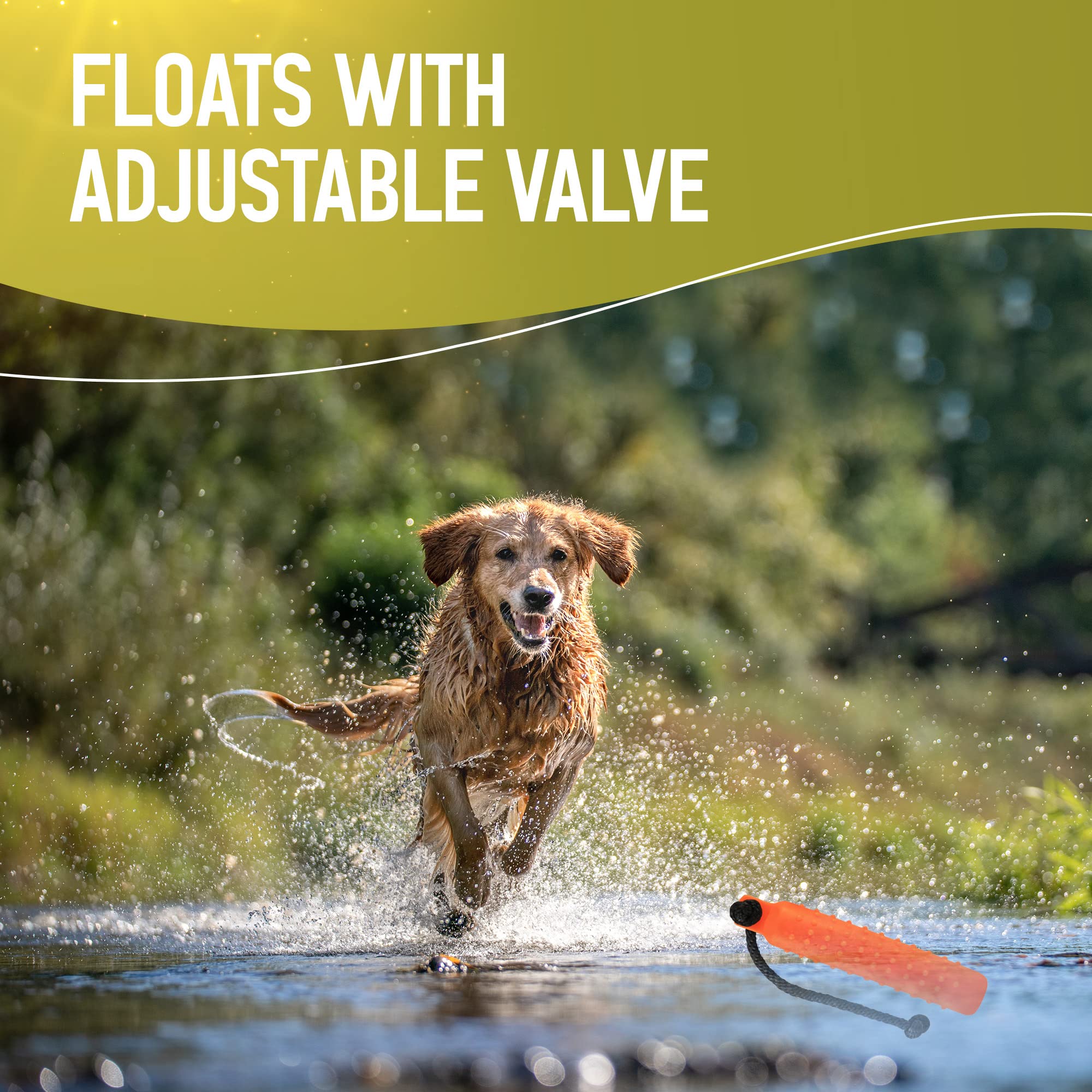 HuntEmUp Standard Size Plastic Dog Training Bumper with Throw Rope Dog Retrieving Dummy Duck Dog Hunting Training Tool Highly Visible Dog Float Toy – Orange