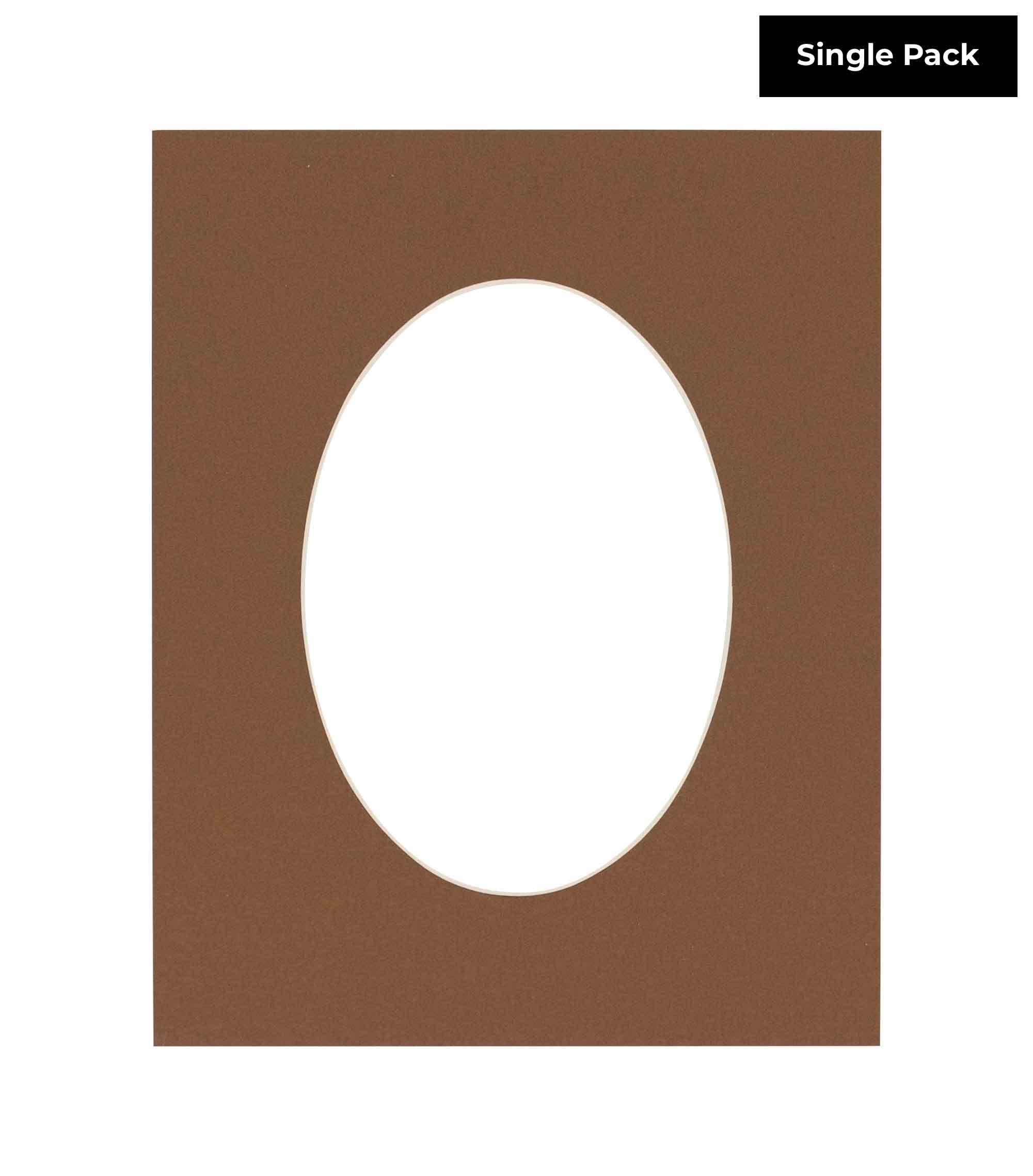 CountryArtHouse Aged Oak Brown Acid Free 8x10 Oval Picture Frame Mat with White Core Bevel Cut for 5.5x8.5 Pictures - Fits 8x10 Frame - Pack of 1 Matboard