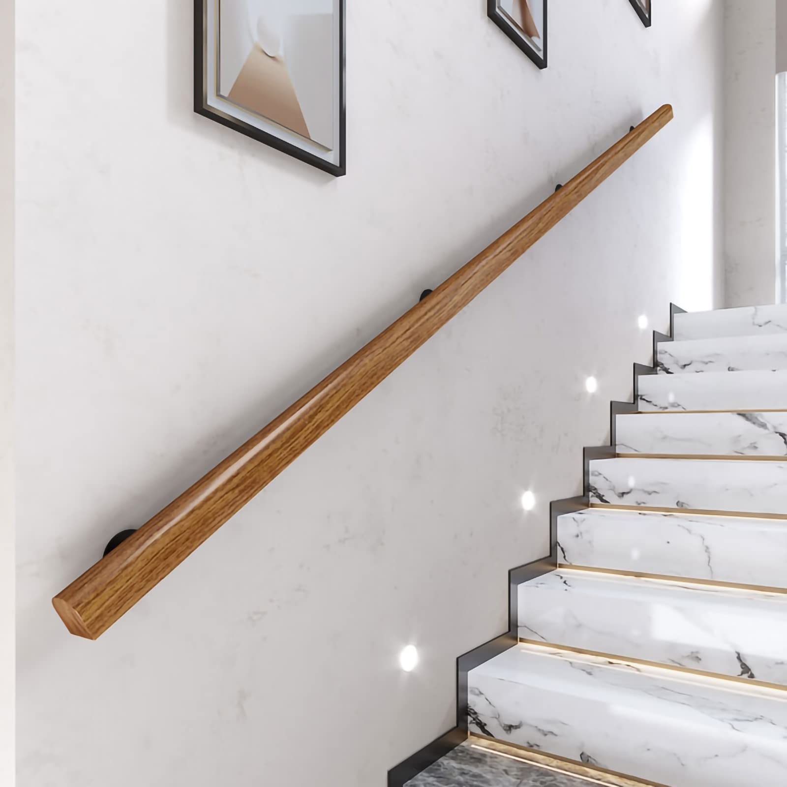 Indoor Wooden Handicap Handrails for Stairway/Entrance/Hot Tub, Long 3m 3.5m 4m 4.5m 5m 5.5m 6m Disabled Porch Railing/Hand Pipe, Handrail Supports System (Size : 1m(3.2ft)=1 Sections)