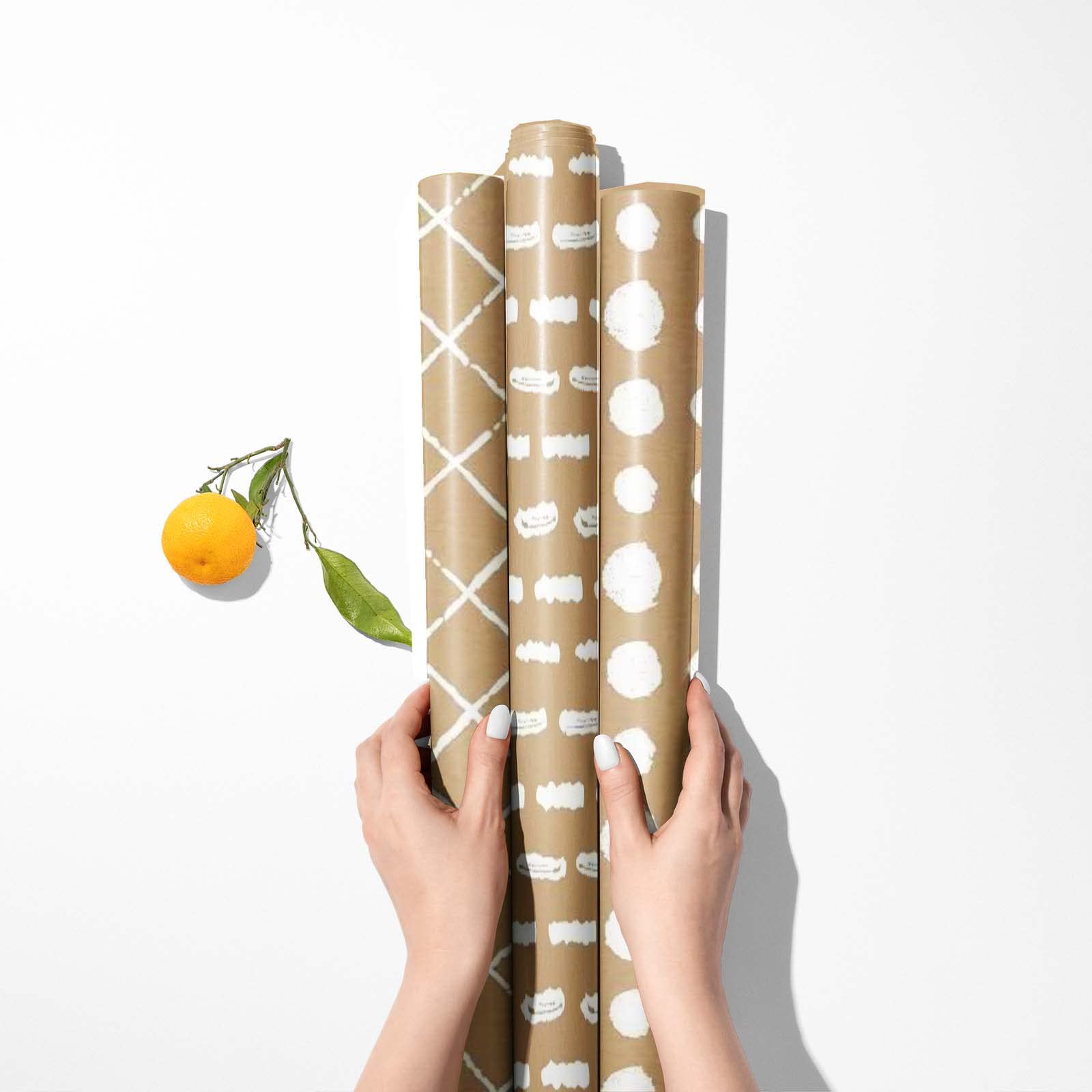 GAKA Wrapping Paper Roll(Mini Roll/3Roll),3 Different Kraft Wrapping Paper Design Suitable for birthday, wedding gift packaging -17 inch X 120 inch Per roll