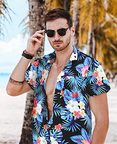 MRIGNT Men's Hawaiian Shirt Short Sleeves Printed Button Down Summer Beach Shirts