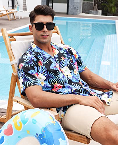 MRIGNT Men's Hawaiian Shirt Short Sleeves Printed Button Down Summer Beach Shirts