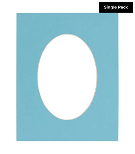 CountryArtHouse Aqua Blue Acid Free 11x15 Oval Picture Frame Mat with White Core Bevel Cut for 8.5x11 Pictures - Fits 11x15 Frame - Pack of 1 Matboard