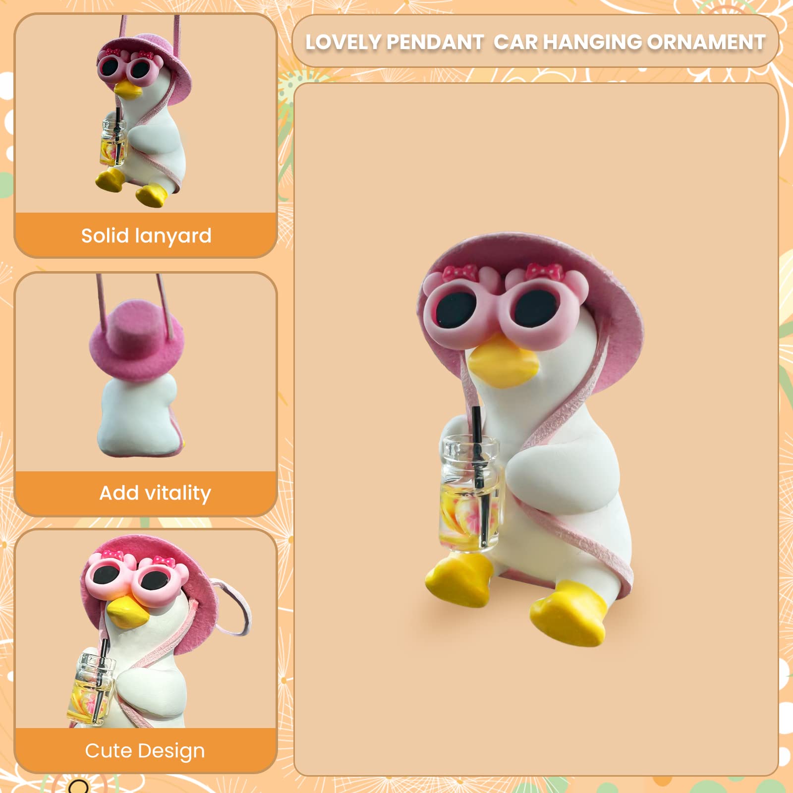 Swing Duck Car Hanging Ornament Cute Swing Duck Car Pendant Swinging Duck On Car Truck Decoration Rearview Mirror Accessories (Style B)