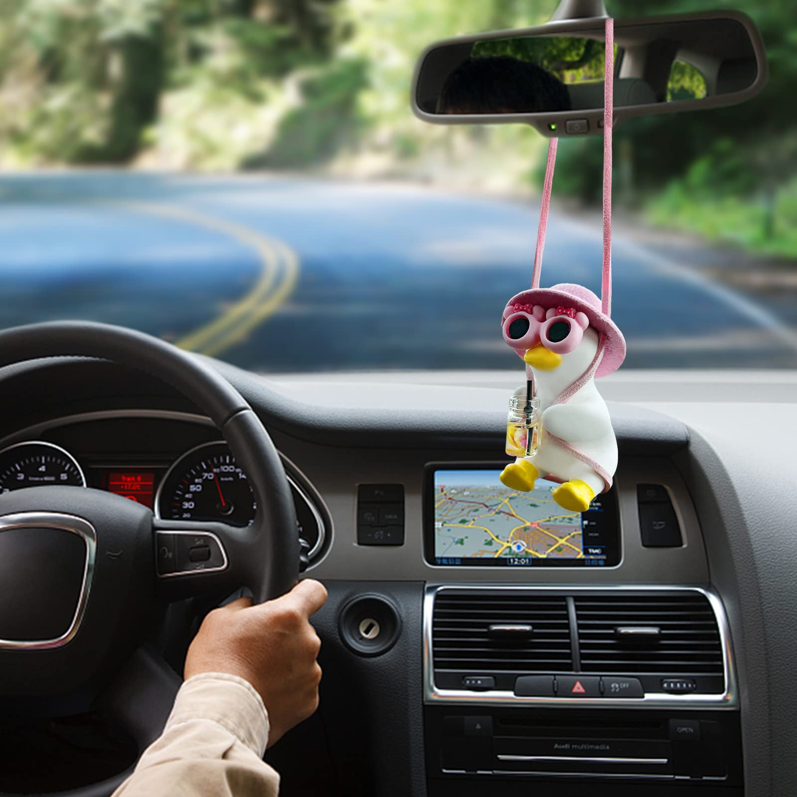 Swing Duck Car Hanging Ornament Cute Swing Duck Car Pendant Swinging Duck On Car Truck Decoration Rearview Mirror Accessories (Style B)