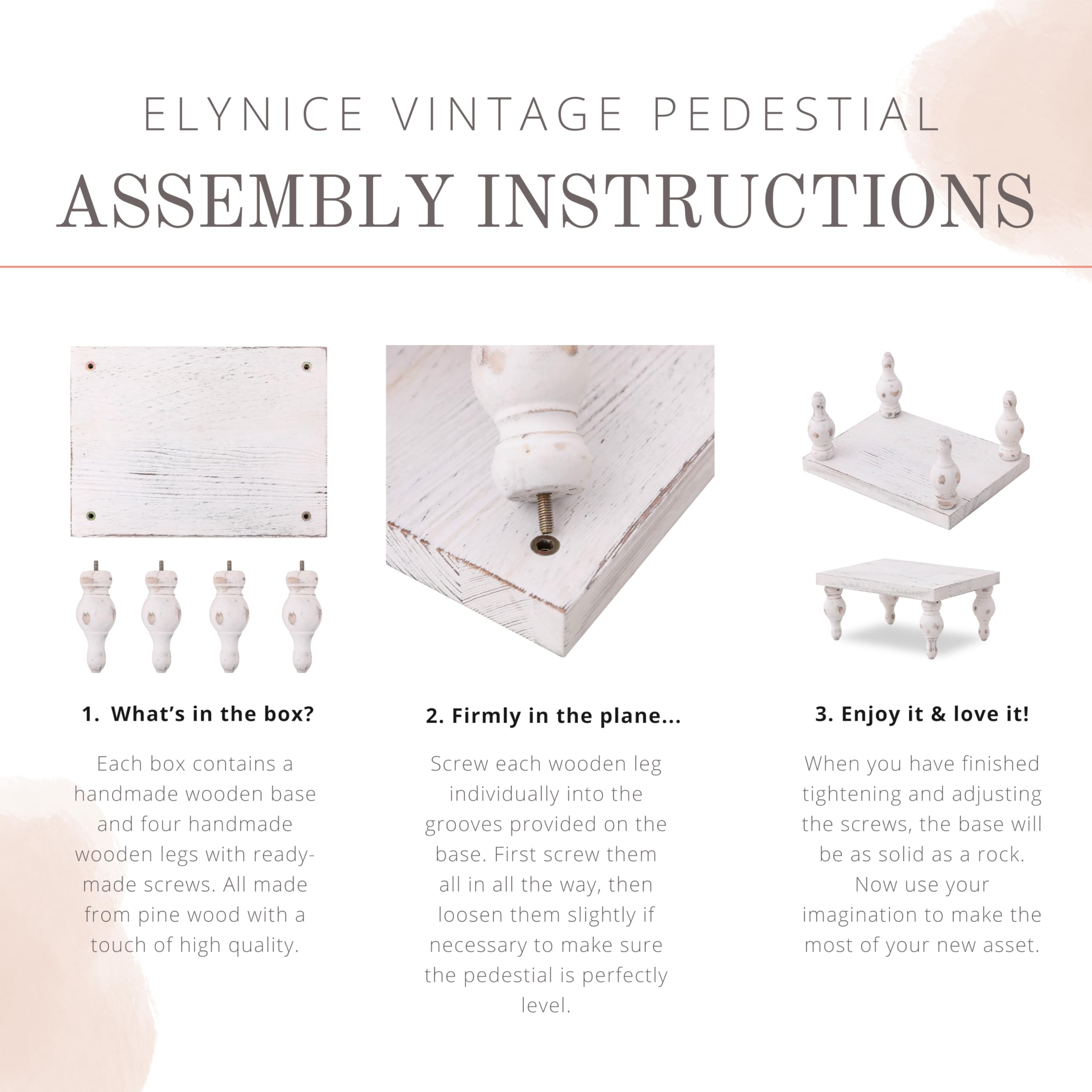 Elynice Wood Tray - 12 x 9 x 5.5in Farmhouse Decor Display Stand, Kitchen Counter Tray, Rustic Coffee Bar Decor (Linen White, 220lb Capacity, 2.61lbs)