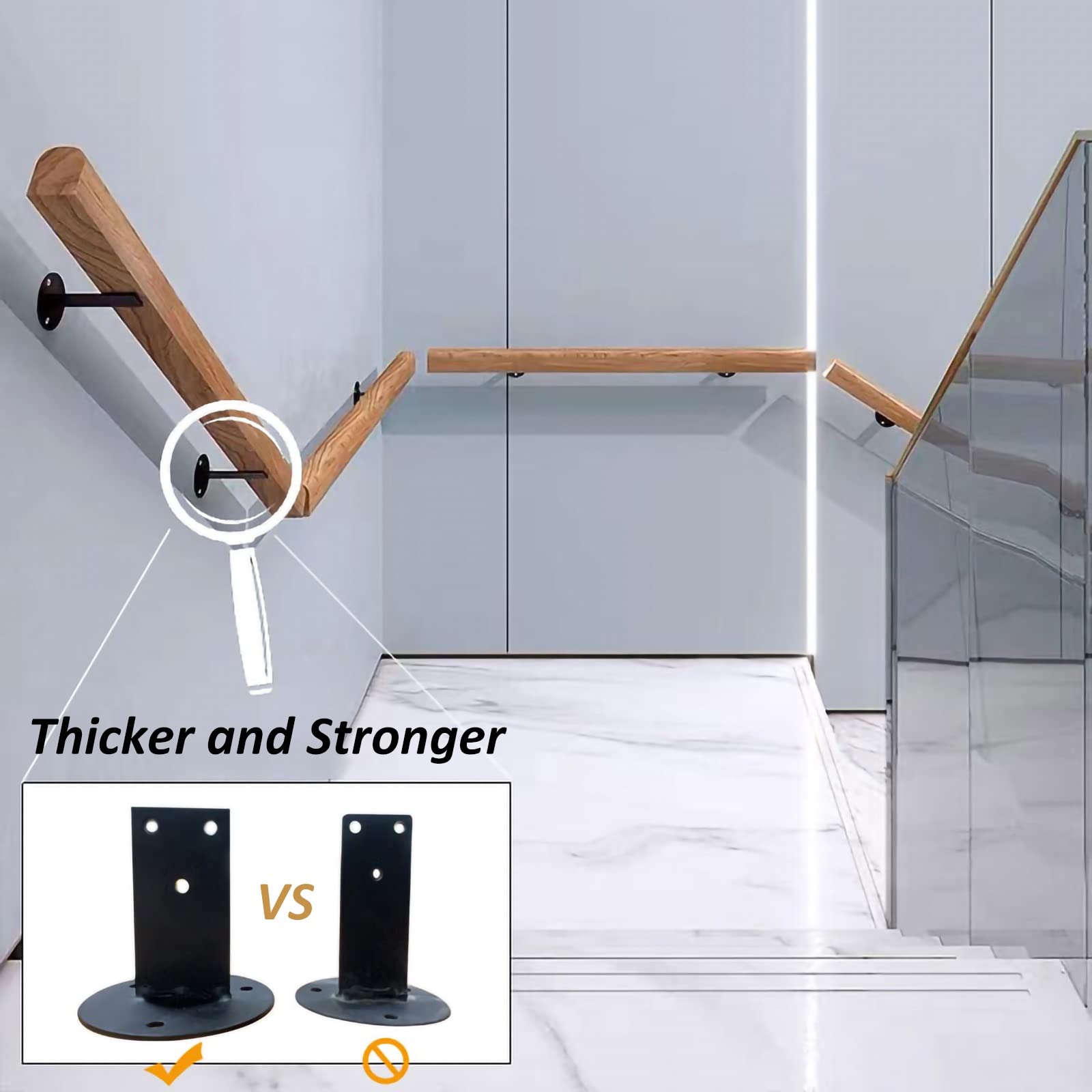 Indoor Wooden Handicap Handrails for Stairway/Entrance/Hot Tub, Long 3m 3.5m 4m 4.5m 5m 5.5m 6m Disabled Porch Railing/Hand Pipe, Handrail Supports System (Size : 4.8m(15.7ft)=4 Sections)