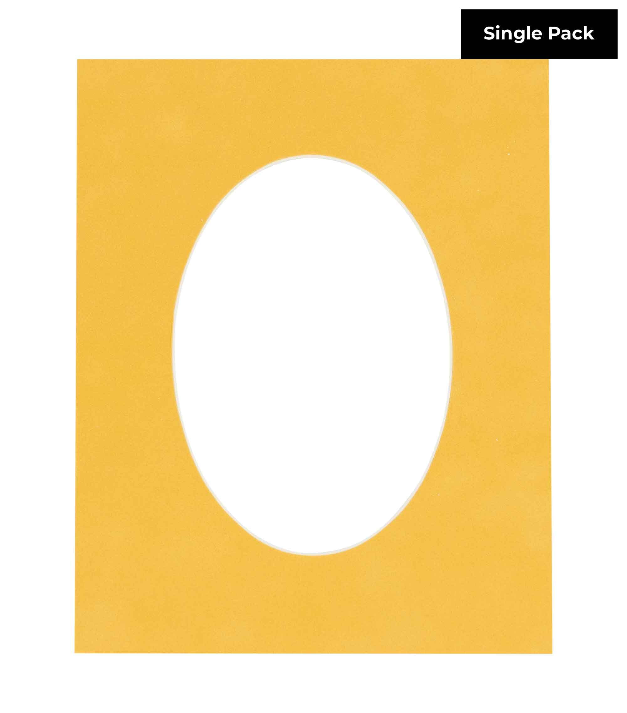 CountryArtHouse Bright Yellow Acid Free 10x13 Oval Picture Frame Mat with White Core Bevel Cut for 8x10 Pictures - Fits 10x13 Frame - Pack of 1 Matboard