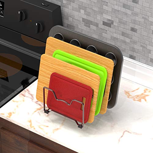 2 Pack - SimpleHouseware Kitchen Cabinet Pantry and Bakeware Organizer Rack Holder, Bronze