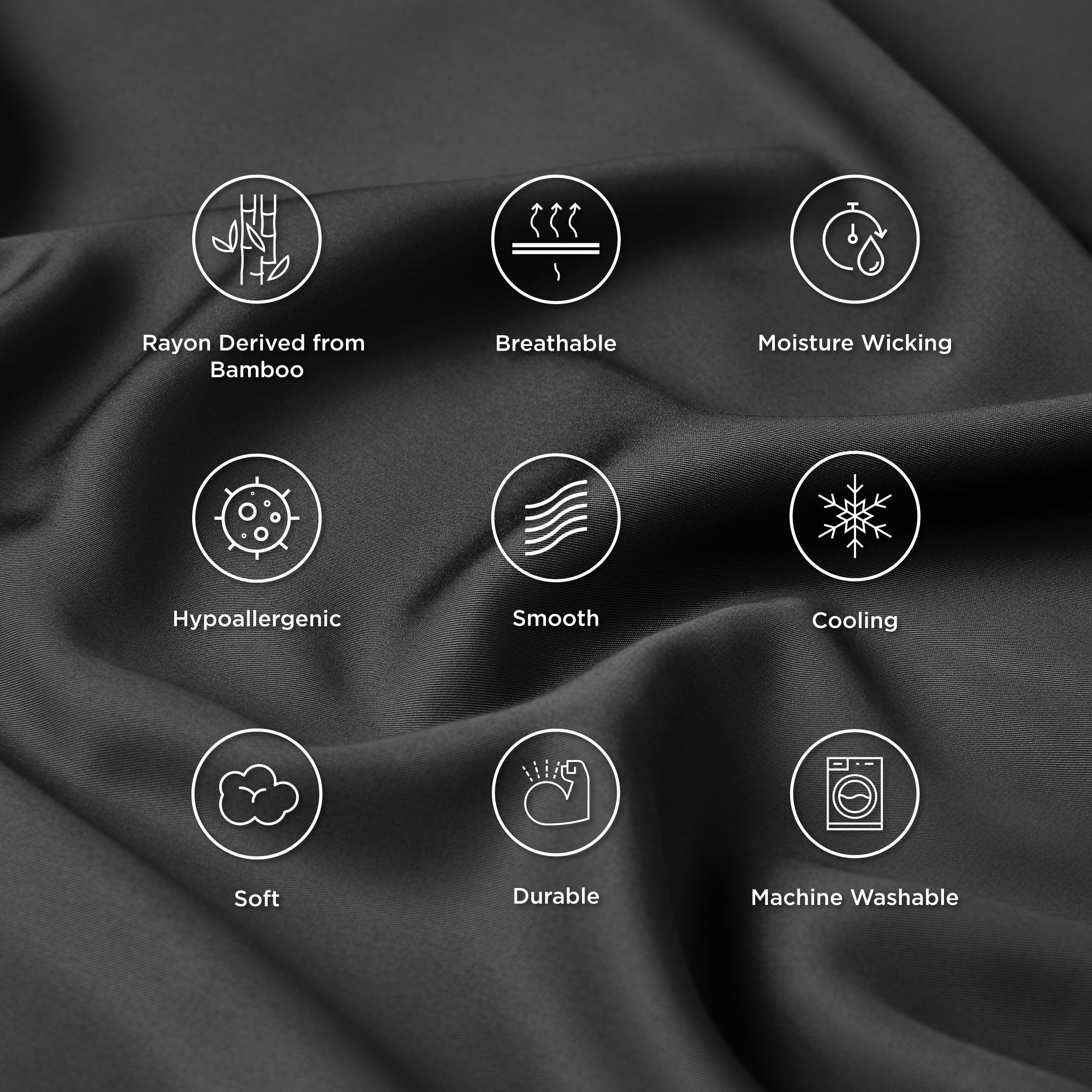 Bedsure Body Pillow Cover - Black Long Cooling Pillow Cases, 100% Rayon Derived from Bamboo, Soft & Breathable Body Pillowcase with Envelope Closure, Gifts for Women or Men, 1 Pack, 20x54 Inches