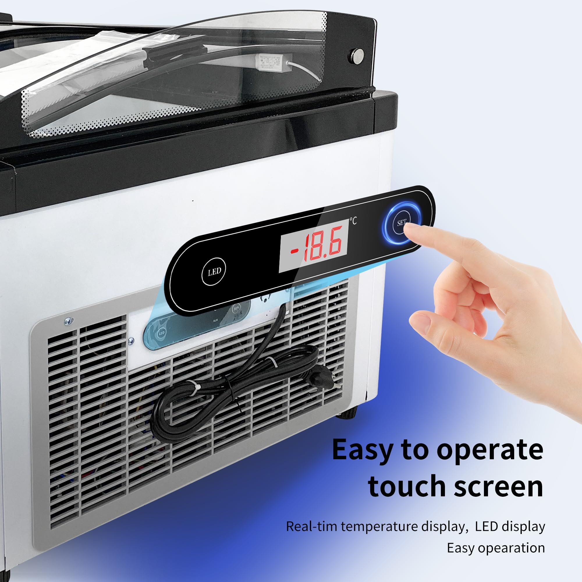 Mvckyi Ice Cream Dipping Cabinet Commercial Ice Cream Display Freezer, 6 Square Pans Gelato Freezer Display Case, Countertop Hard Ice Cream Showcase with LED Light, for Bar, Coffee Shop