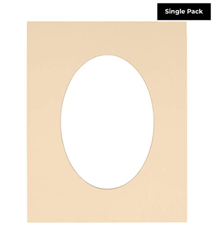 CountryArtHouse Beige Acid Free 8x10 Oval Picture Frame Mat with White Core Bevel Cut for 5.5x8.5 Pictures - Fits 8x10 Frame - Pack of 1 Matboard