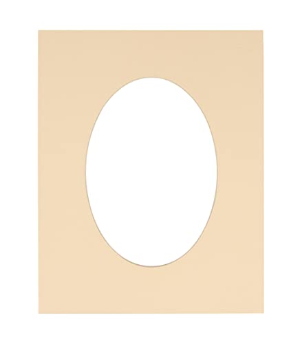 CountryArtHouse Beige Acid Free 8x10 Oval Picture Frame Mat with White Core Bevel Cut for 5.5x8.5 Pictures - Fits 8x10 Frame - Pack of 1 Matboard