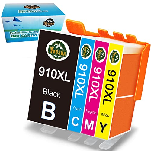 YUUSHA Compatible Ink Cartridge Replacement for HP 910XL 910 XL Ink Cartridge to use with HP OfficeJet Pro 8025 8025e 8020 8022 8035 8028 8015 Printer, 4 Pack