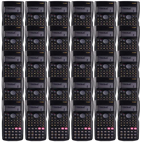 30 Packs Scientific Calculator Bulk, Individually Packaged Saillong 2 Line Engineering Classroom Math Calculators for Middle School, High School, College Student and Teacher, and Business, Black