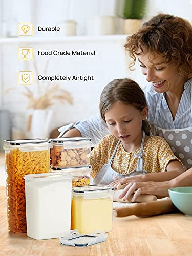 Kootek Cereal Containers Storage Set, 16 Pcs Pantry Kitchen Organization and Storage Airtight Food Storage Container, Leakproof 25.2L with Pen, Chalkboard Labels, Measuring Spoon Set