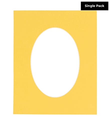 CountryArtHouse Chamois Yellow Acid Free 12x16 Oval Picture Frame Mat with White Core Bevel Cut for 8x12 Pictures - Fits 12x16 Frame - Pack of 1 Matboard