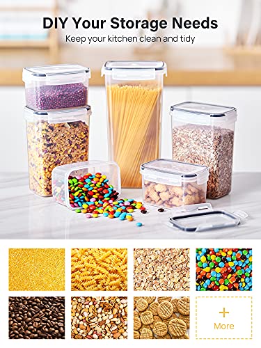 Kootek Cereal Containers Storage Set, 16 Pcs Pantry Kitchen Organization and Storage Airtight Food Storage Container, Leakproof 25.2L with Pen, Chalkboard Labels, Measuring Spoon Set